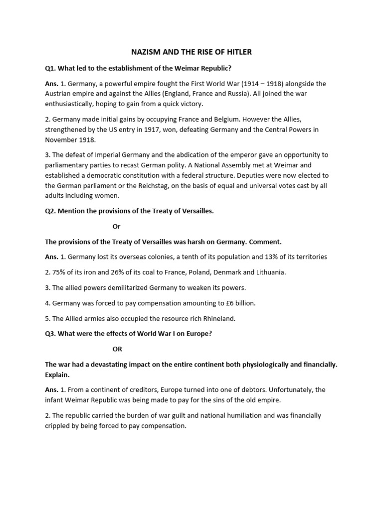 IIS W History - Chapter 3 Nazism and Rise of Hitler | PDF | Nazi Germany | Adolf Hitler