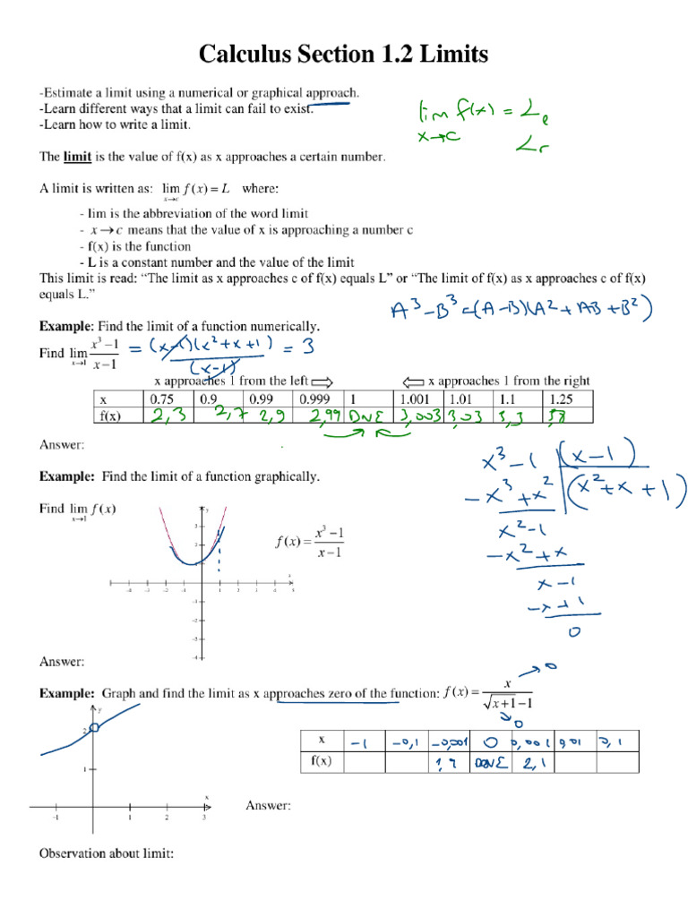 1.2 Limits and Their Properties | PDF
