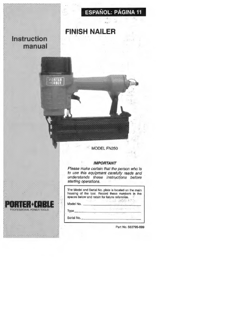 FN250 Finish Nailer User Manual | PDF