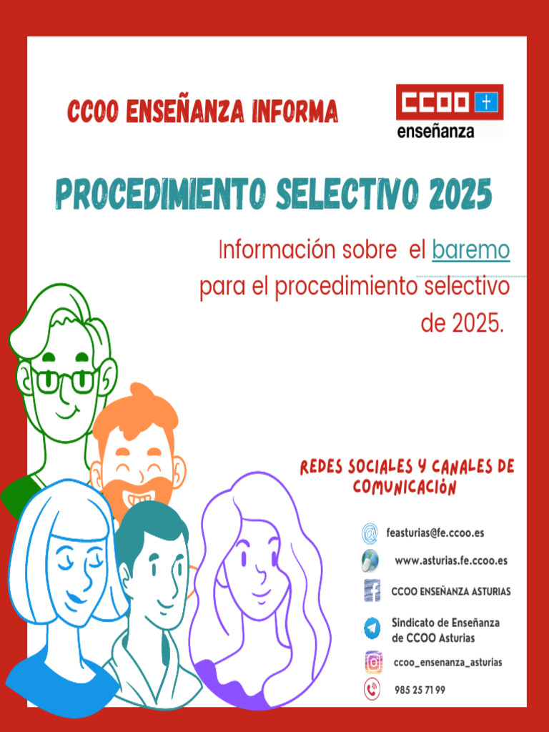 Baremo 2025 para Procedimiento Selectivo | PDF | Licenciatura ...