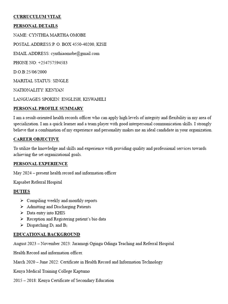 Cynthia Omobe CV | PDF