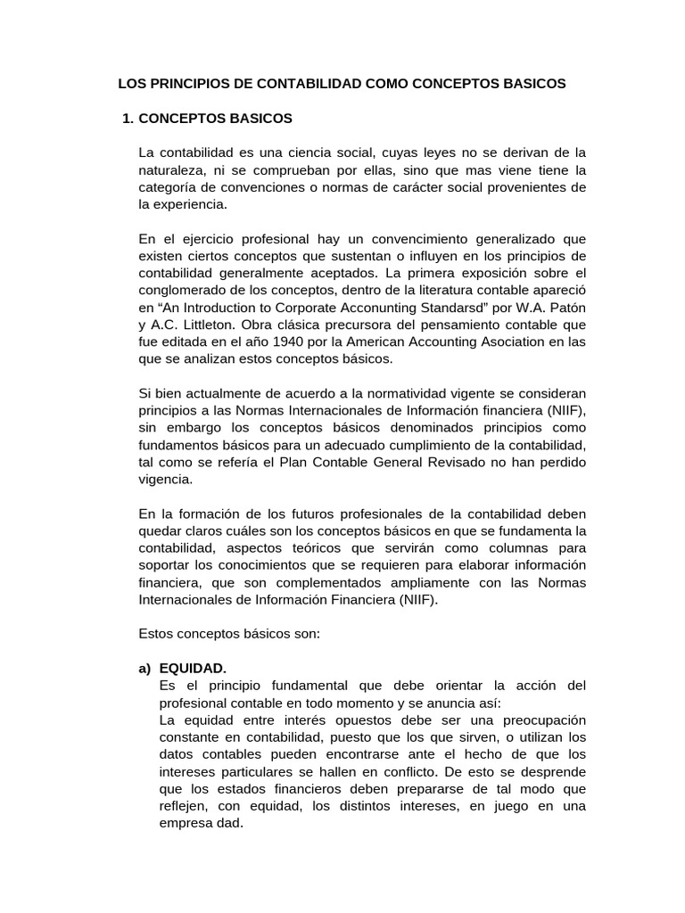 Principios Básicos de Contabilidad | PDF | Contabilidad | Economias