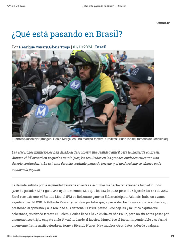 ¿Qué está pasando en Brasil_ – Rebelion | PDF | Luiz Inácio Lula Da Silva | Política del ala ...