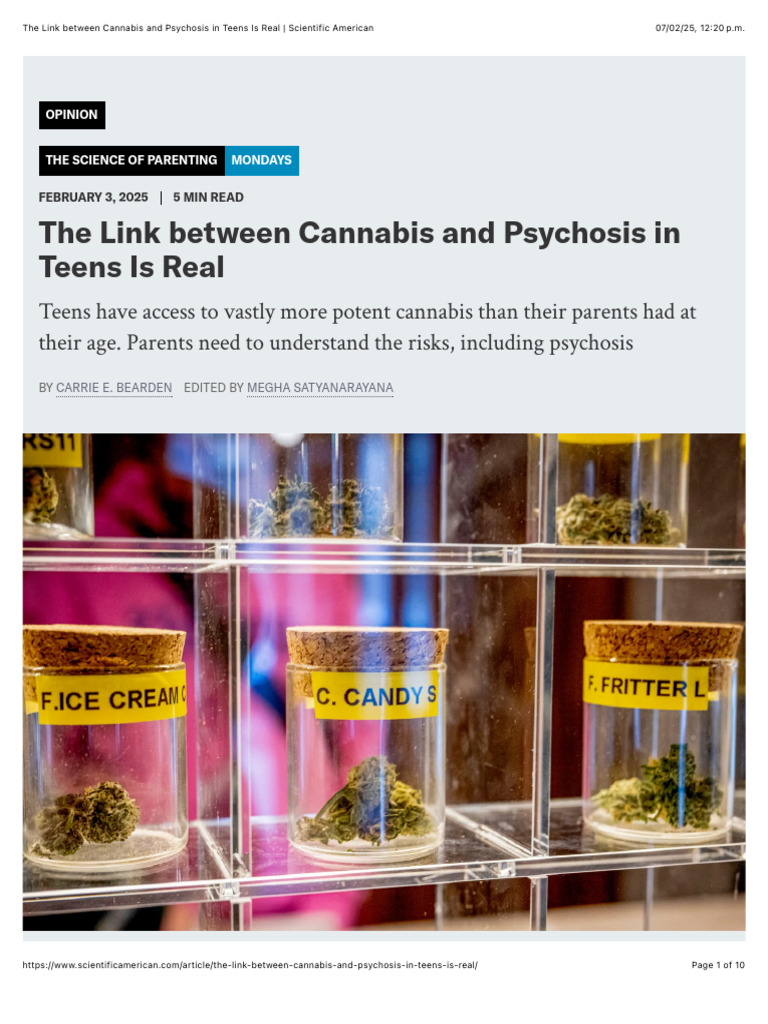 The Link Between Cannabis and Psychosis in Teens Is Real Scientific ...