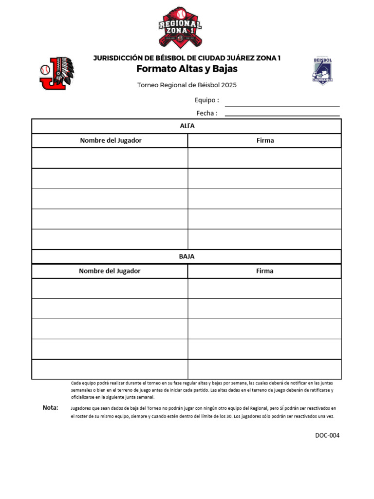 DOC-004 Formato de Altas y Bajas 2025 | PDF