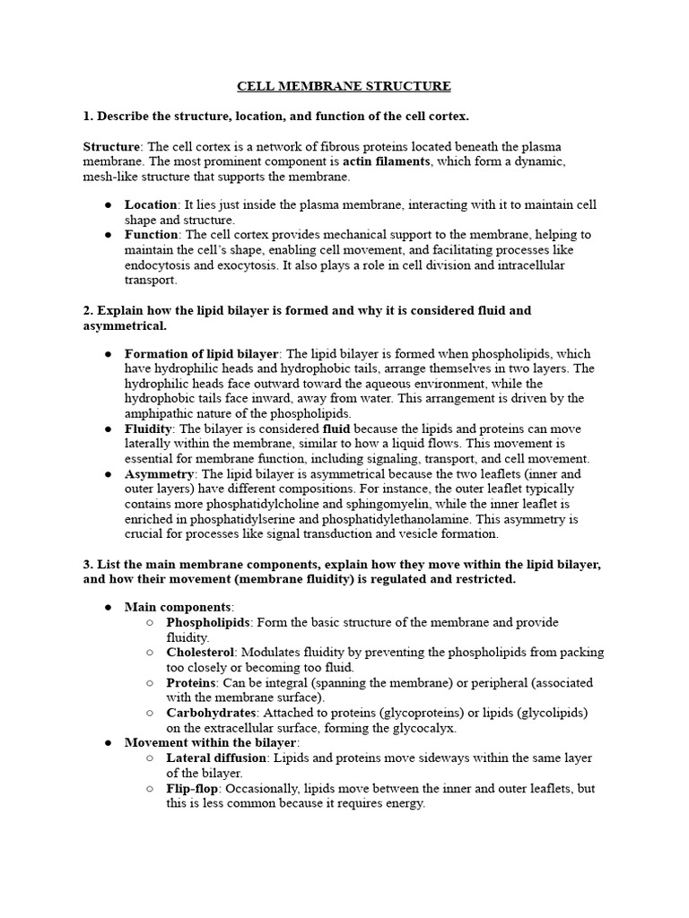 Cell Membrane Structure | PDF | Cell Membrane | Lipid Bilayer