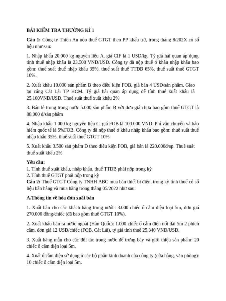 Thường Kì 1_BCT | PDF