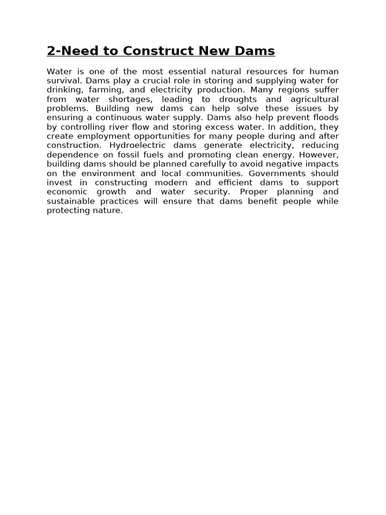 Importance of Building New Dams | PDF
