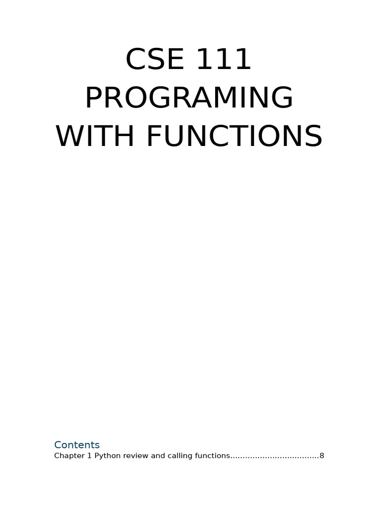 CSE 111 Notebook | PDF | Parameter (Computer Programming) | Data Type