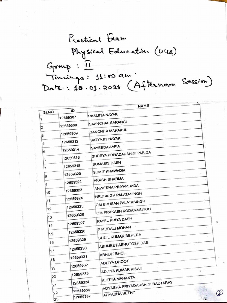 Physical Education Pratical Exam ‘ Group- 2 | PDF
