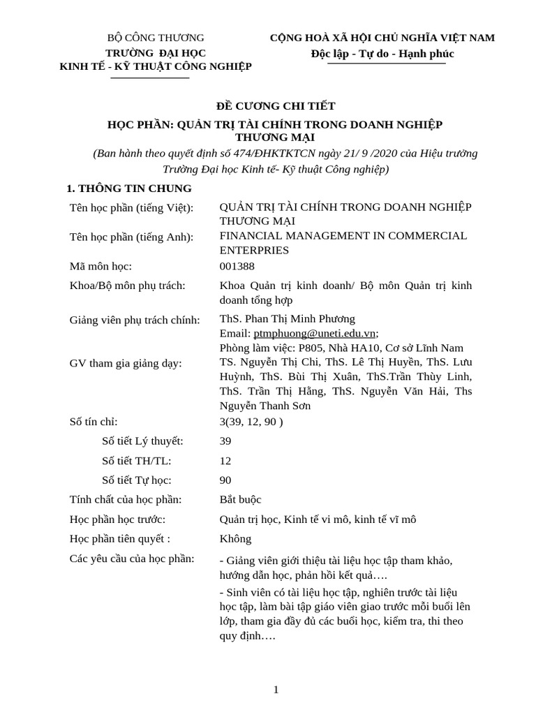 40. Quản trị tài chính trong doanh nghiệp thương mại - KDTM | PDF