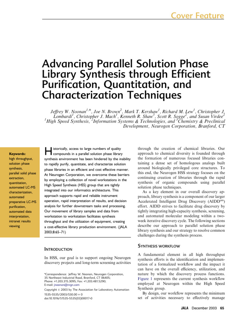 Advancing Parallel Synthesis Quality Control Measures - PDF | PDF ...