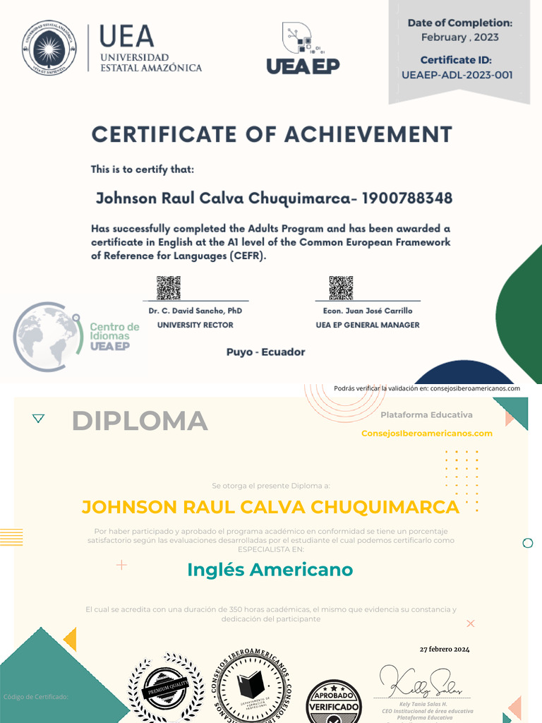 CERTIFICADOS DE INGLES | PDF