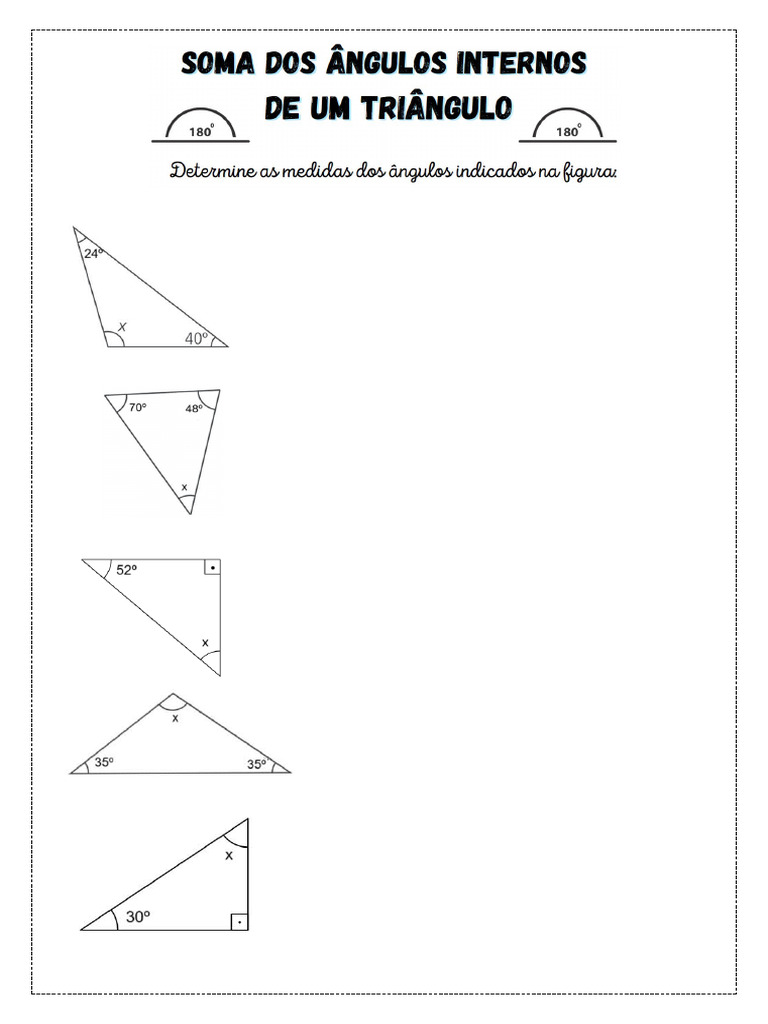 Atividade - Soma Dos Ângulos Internos Do Triângulo | PDF