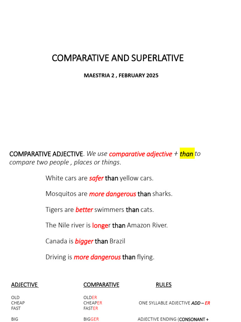 Comparative and Superlative Adjective | PDF | Adjective | Language Families