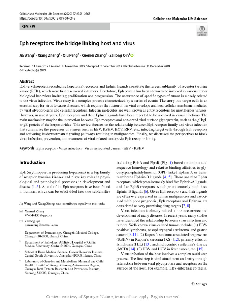 Eph Receptors The Bridge Linking Host and Virus-2 | PDF | Virus ...