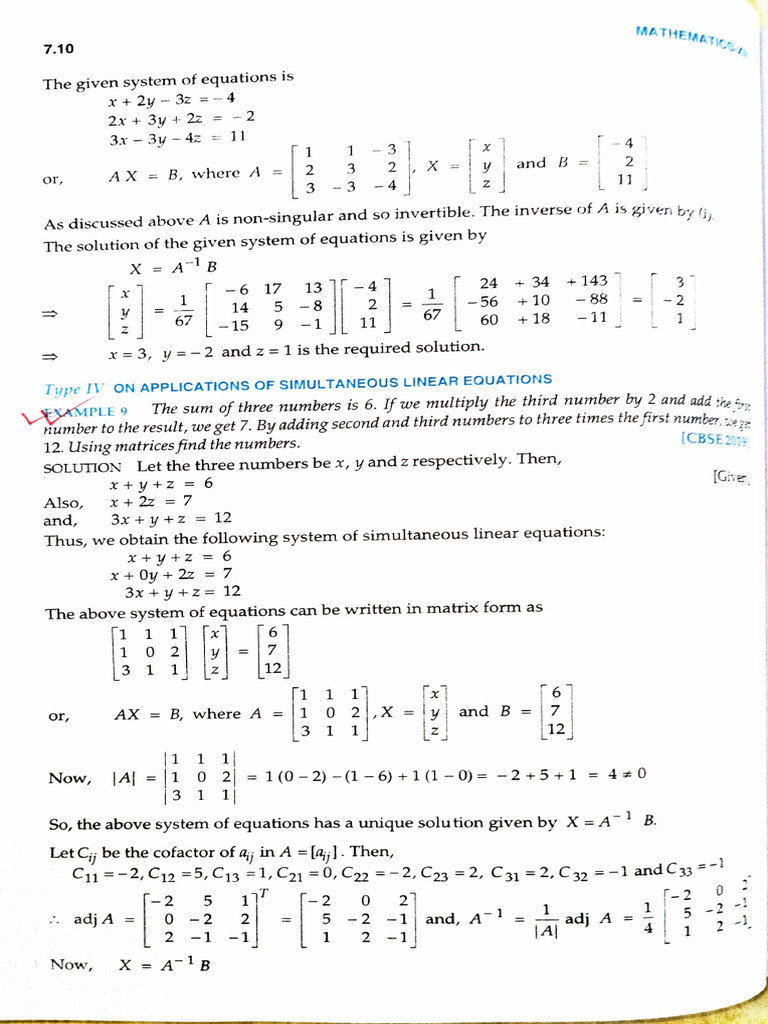 Solving Simultaneous Equations with Matrices | PDF | Functions And ...
