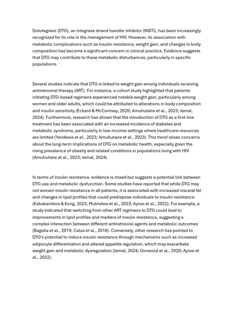 Dolutegravir | PDF | Metabolic Syndrome | Insulin Resistance