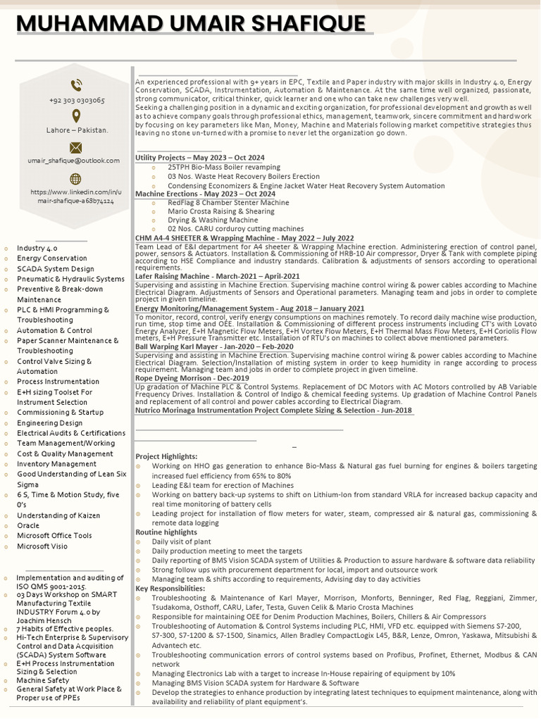 Umair_Shafique | PDF | Programmable Logic Controller | Instrumentation