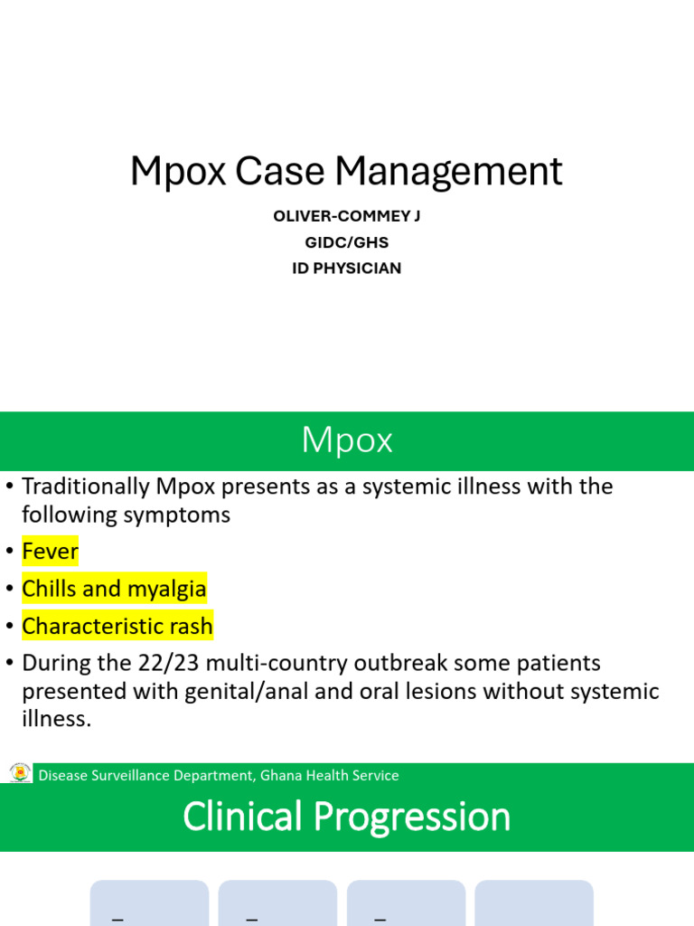 Mpox Case Management GHS GMA AUGUST 2024 2 | PDF | Infection | Smallpox