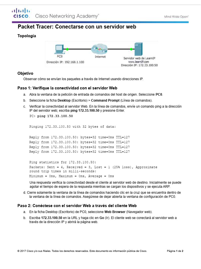 Conexión a Servidor Web en Packet Tracer | PDF | Red mundial | Internet ...