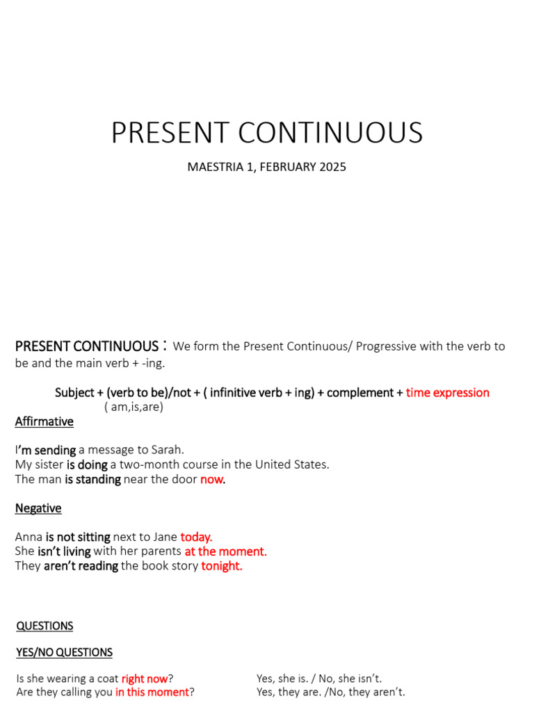 Understanding Present Continuous Grammar | PDF