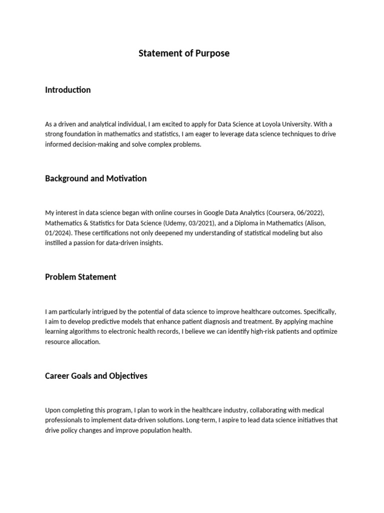 Statement of Purpose | PDF