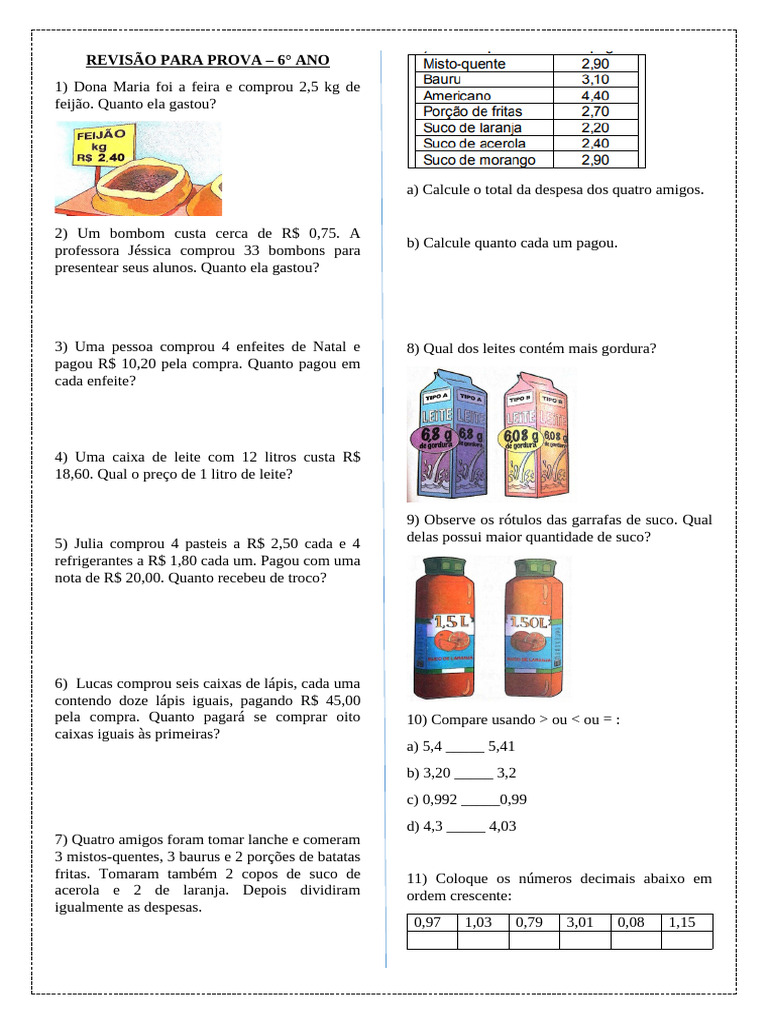 Atividade - Números Decimais | PDF