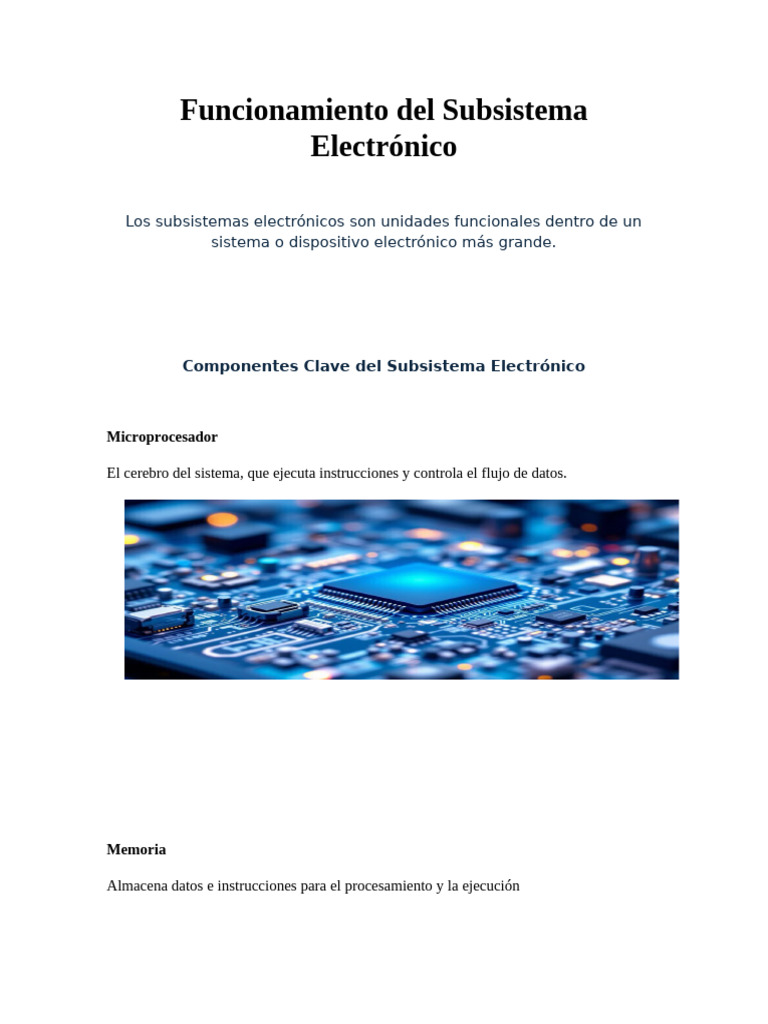 Funcionamiento del Subsistema Electrónico | PDF | Electrónica ...