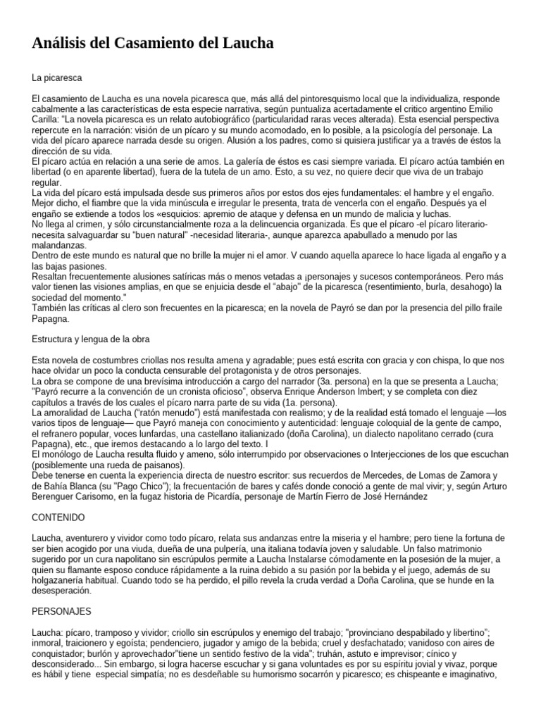 Análisis Del Casamiento Del Laucha | PDF