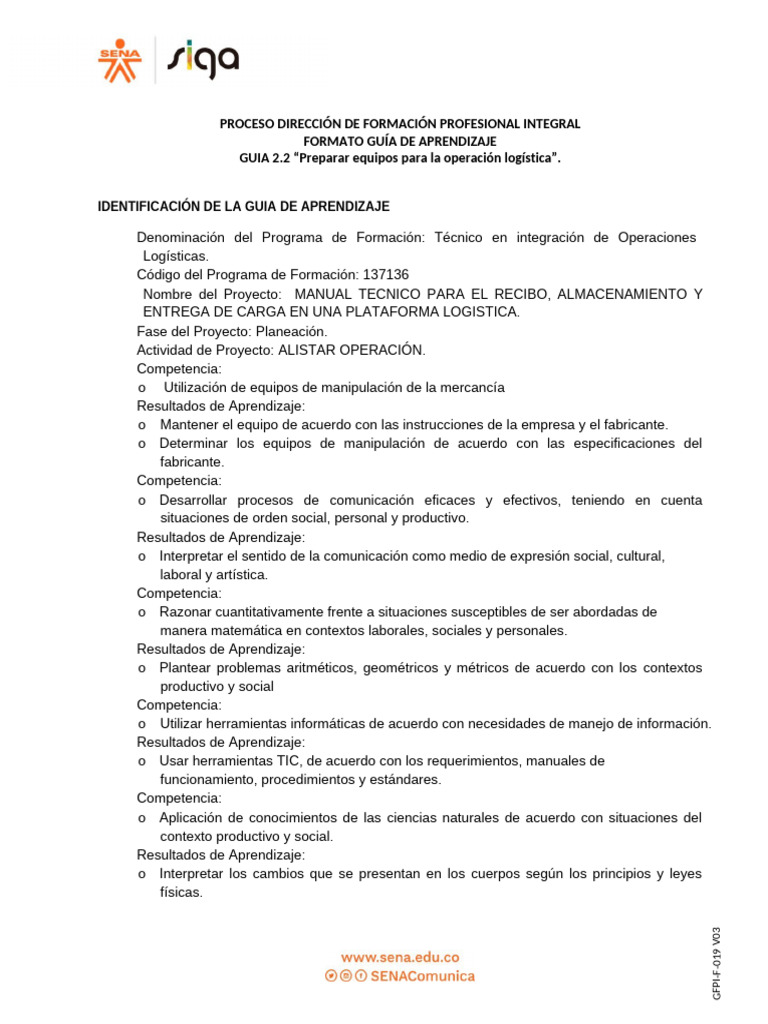 Gfpi-f-019 Guia de Aprendizaje 2.2 (1) | PDF | Logística | Aprendizaje