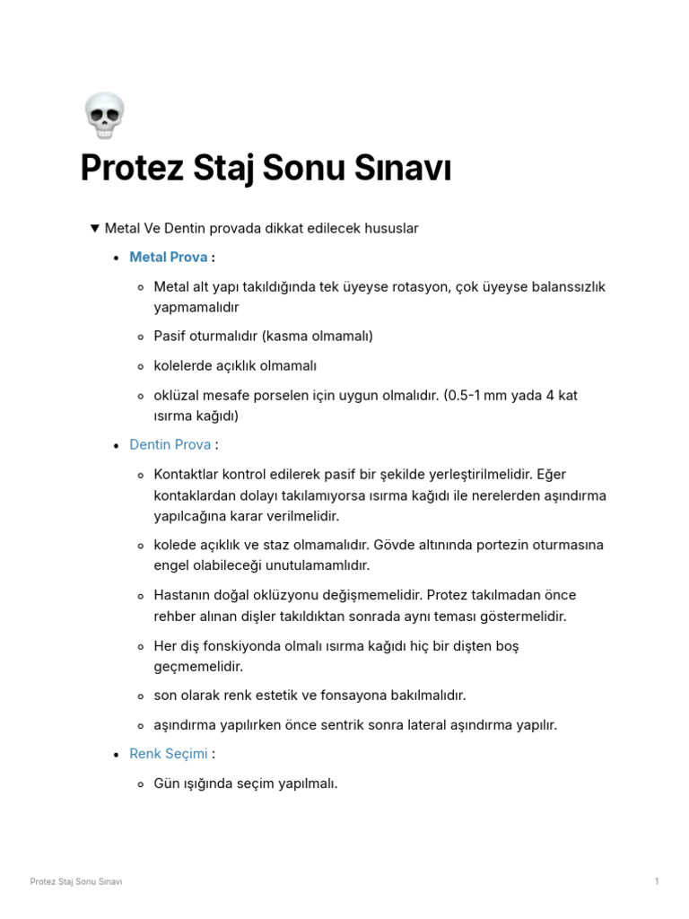 Protez Staj Sonu Snav | PDF