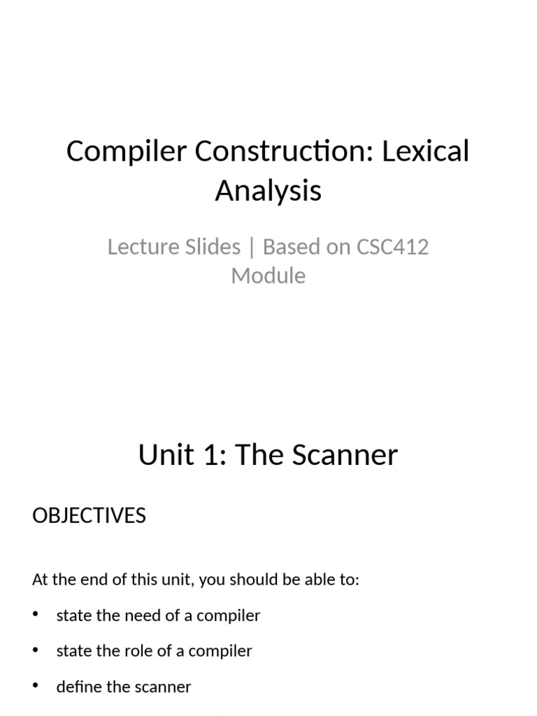 Compiler Construction Lexical Analysis | PDF | Automata Theory | Computer Programming