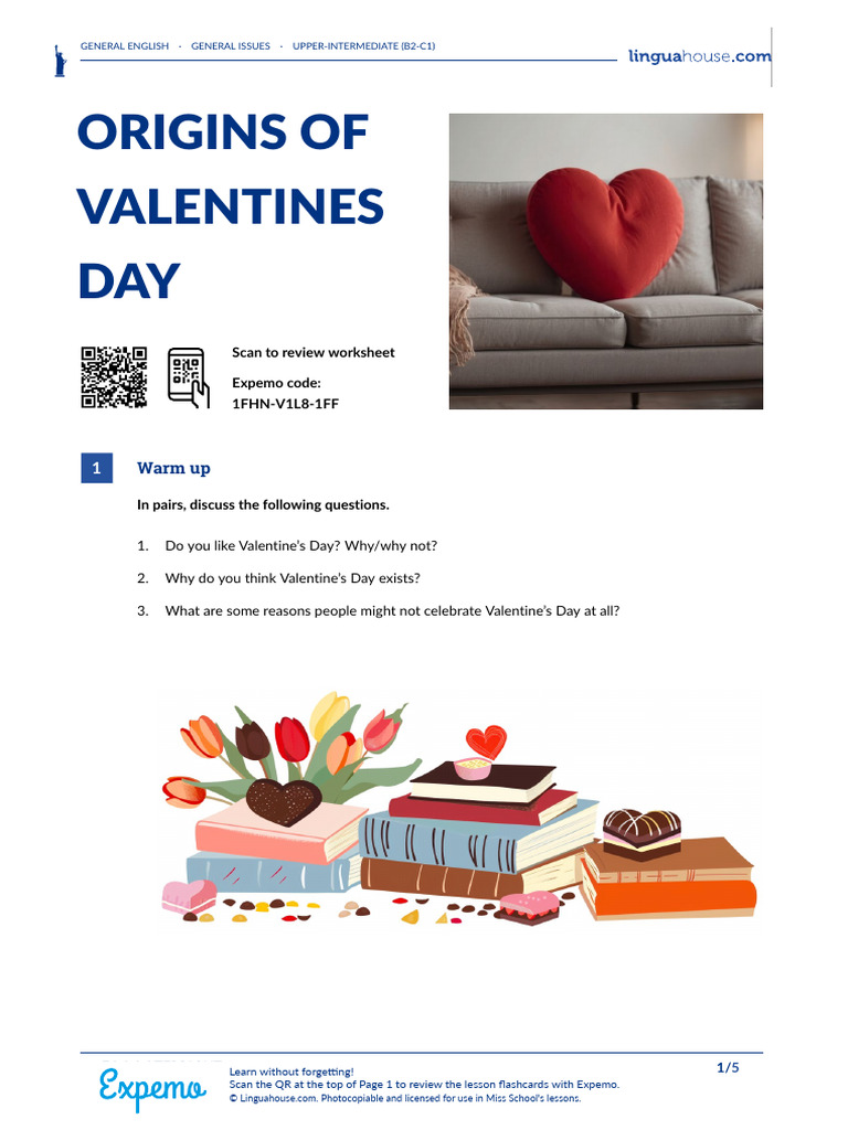 Origins of Valentines Day American English Student B2 C1 | PDF ...