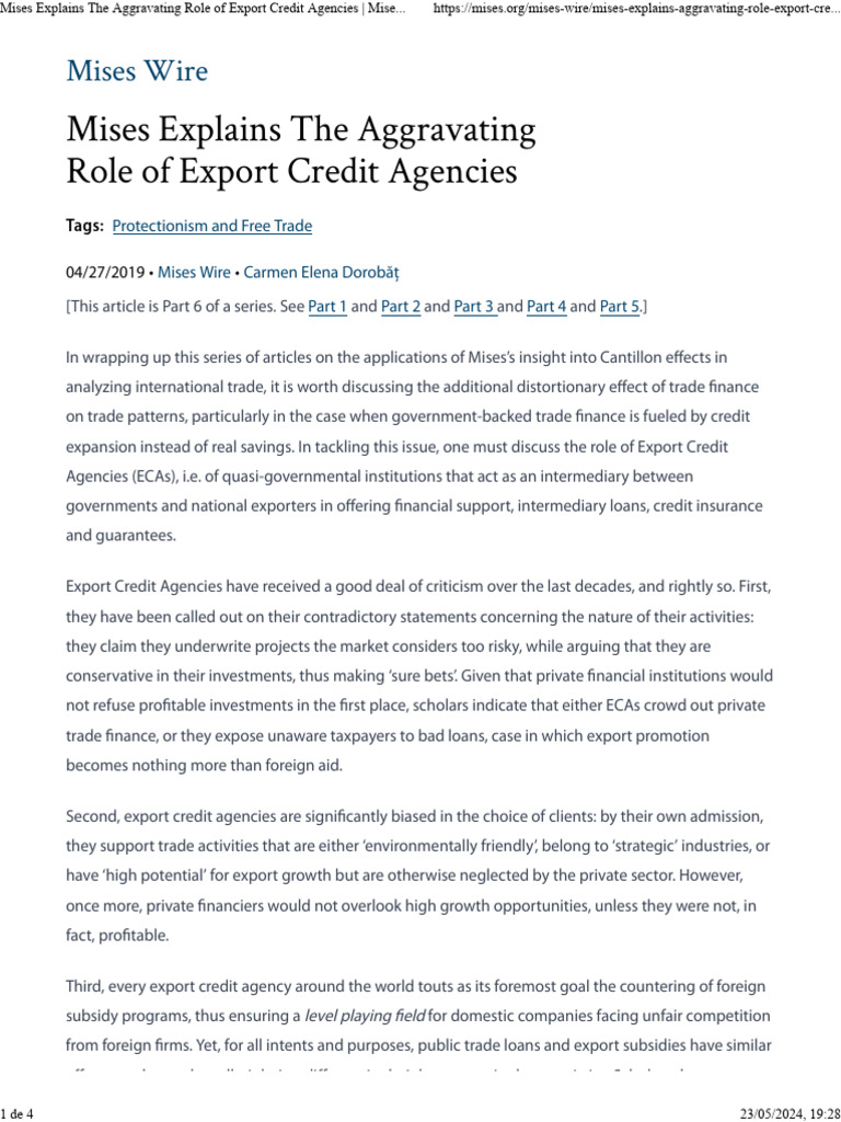 6.mises Explains The Aggravating Role of Export Credit Agencies Mises ...