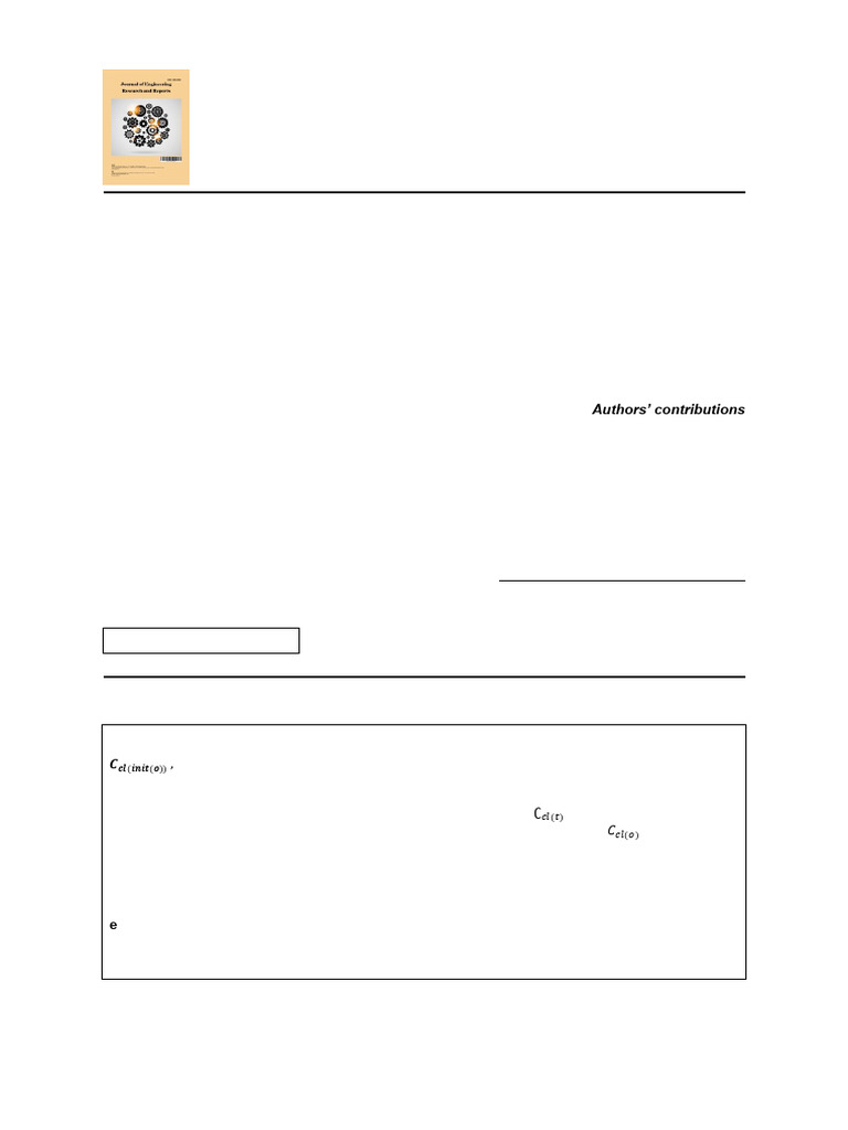 Model Development For Residual Chlorine - M. T. Bello and M. H. Bichi 2582021JERR74658 | PDF ...