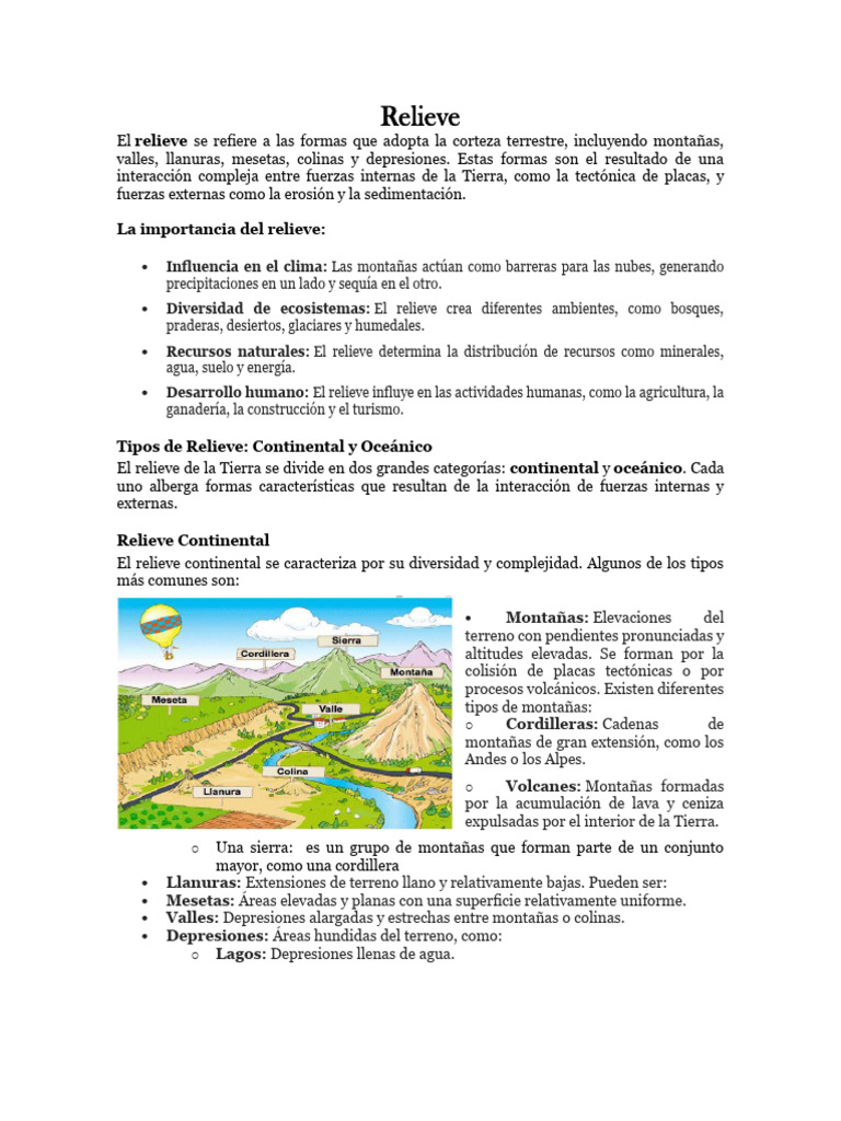 Tipos y Importancia del Relieve Terrestre | PDF | Terreno | Montañas