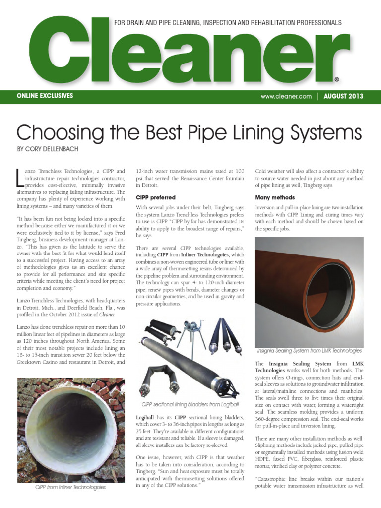 Trenchless Pipe Repair Solutions Guide | PDF | Pipe (Fluid Conveyance) | Epoxy