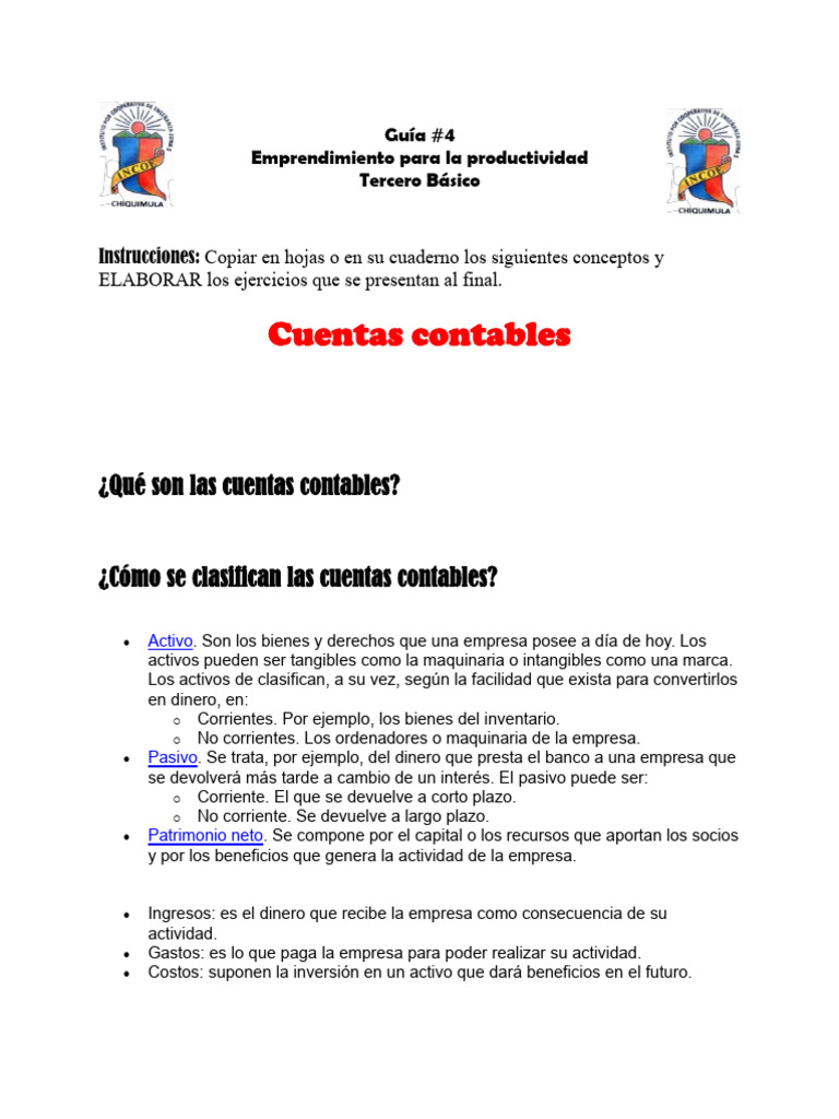 Guía 4 Conta 3ro. | PDF | Contabilidad | Business