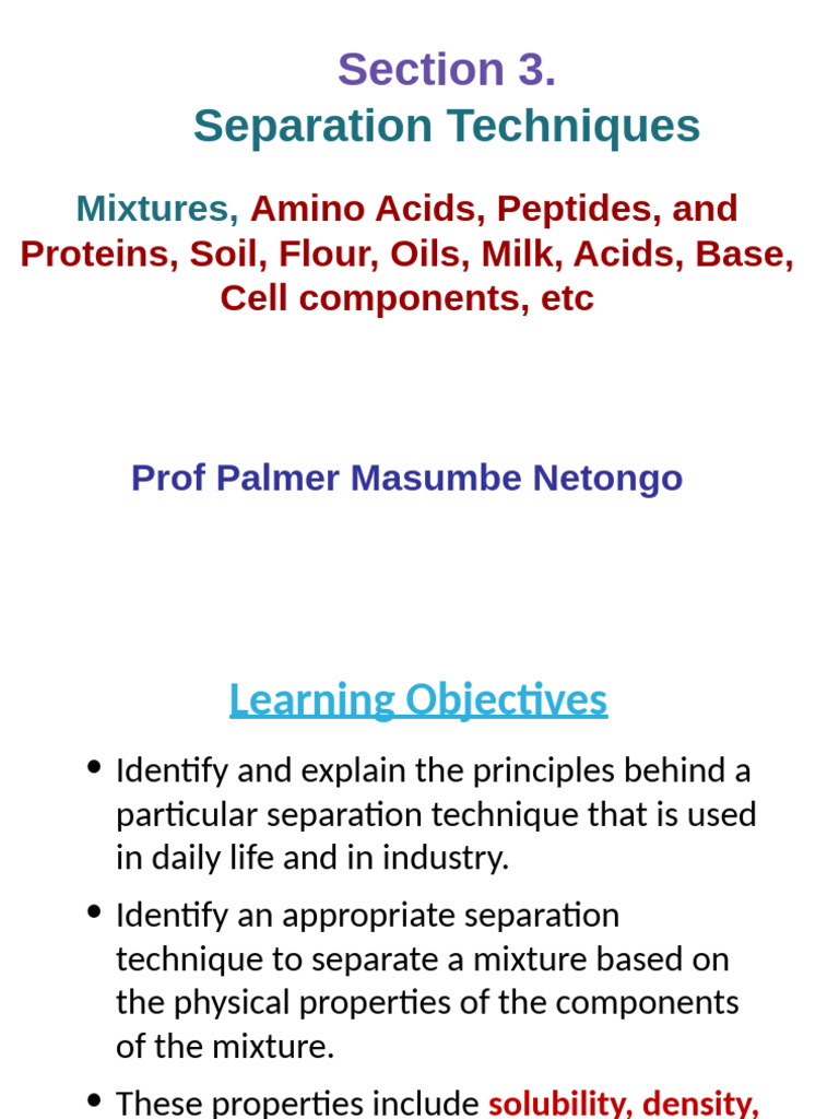 Separation Techniques Slides | PDF | Membrane | Filtration