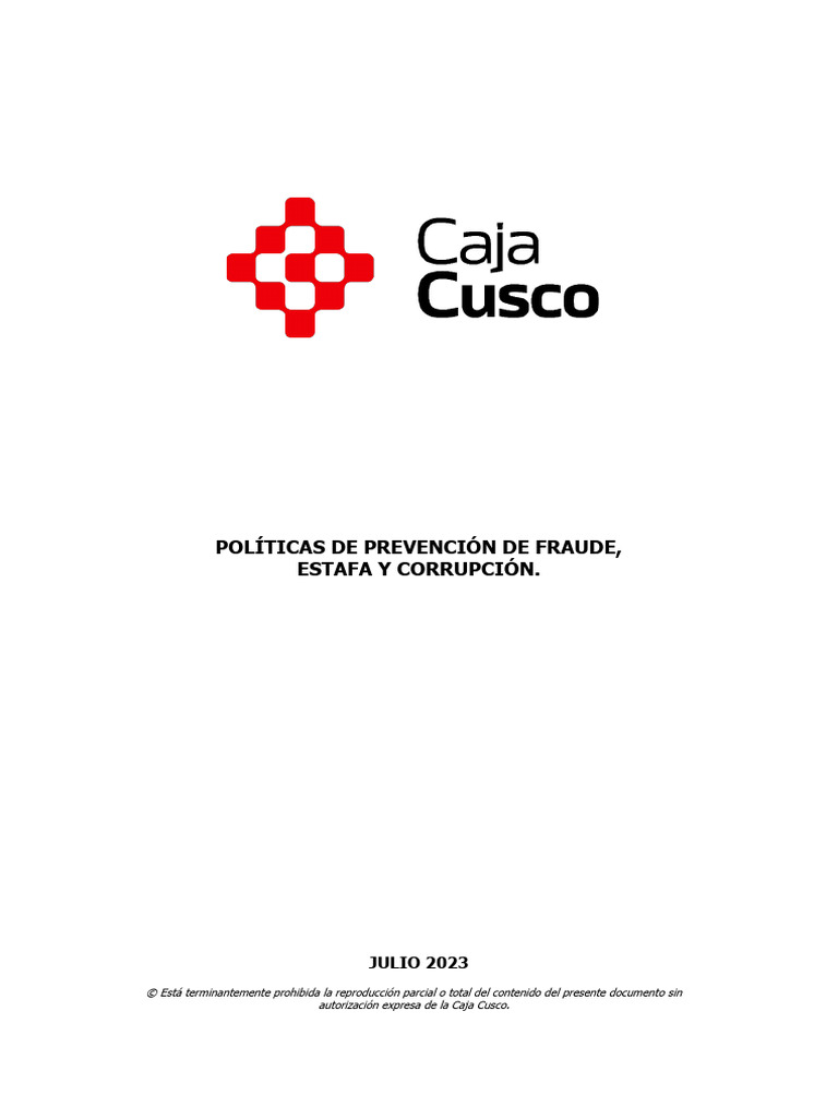 1 - Pol¡ticas de Prevenci N Fraude Estafa y Corrupci N - Vig Jul - Oct 2023 | PDF | Corrupción ...
