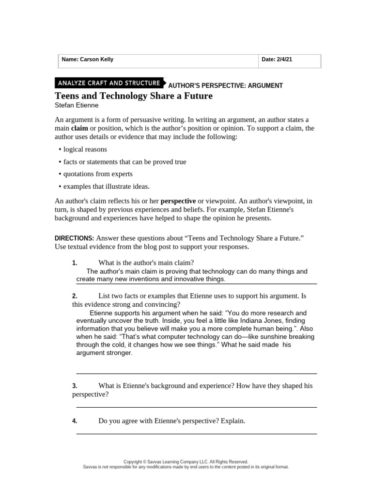 Teens and Technology Share A Future | PDF