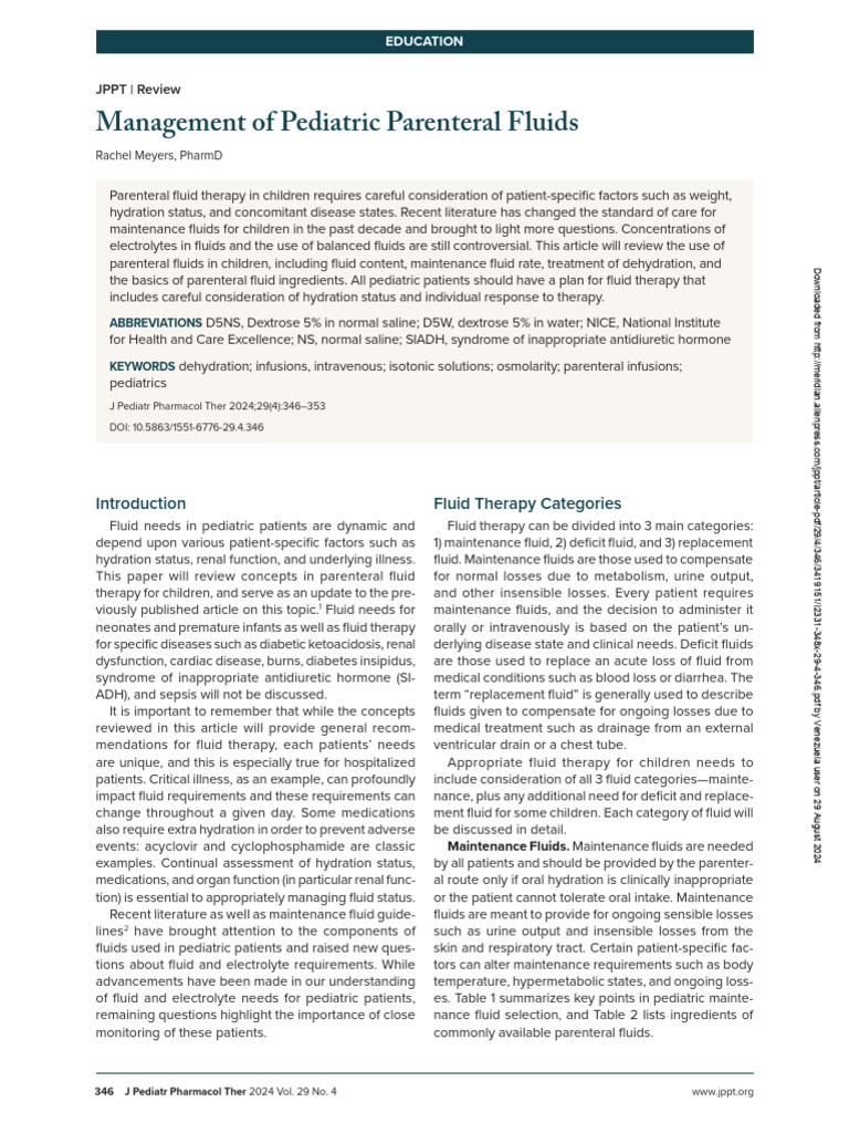 Parenteral Fluids 2024 MANEJO EXPLICADO | PDF | Saline (Medicine ...