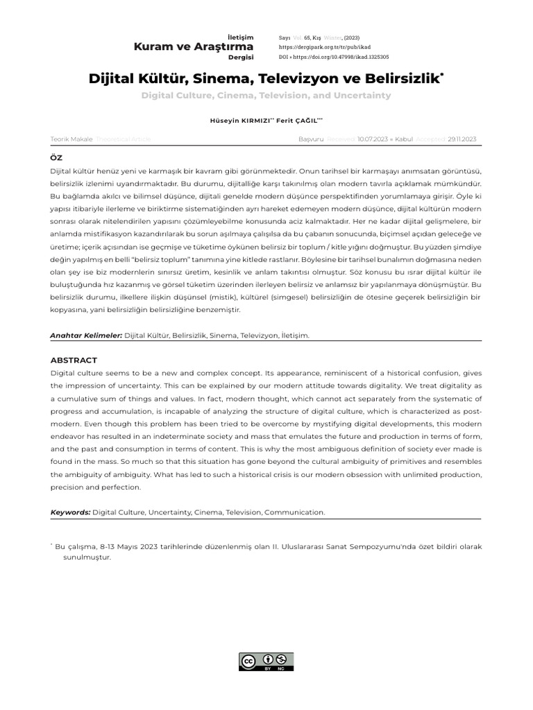 Dijital Kultur Sinema Televizyon Ve Beli | PDF