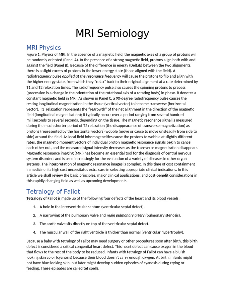 MRI Semiology | PDF | Angiography | Congenital Heart Defect