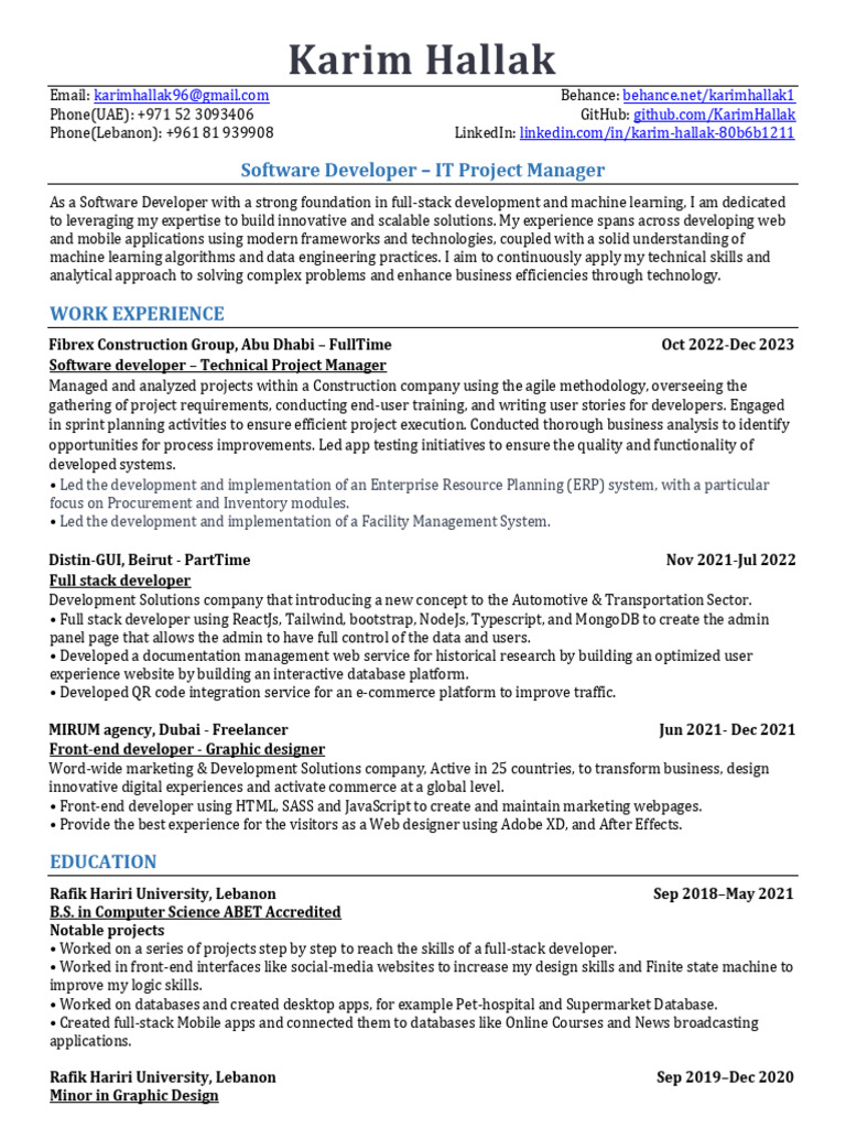 Karim Hallak ATS 24-02-2025 Web Dev-1 | PDF | Software Development | Machine Learning