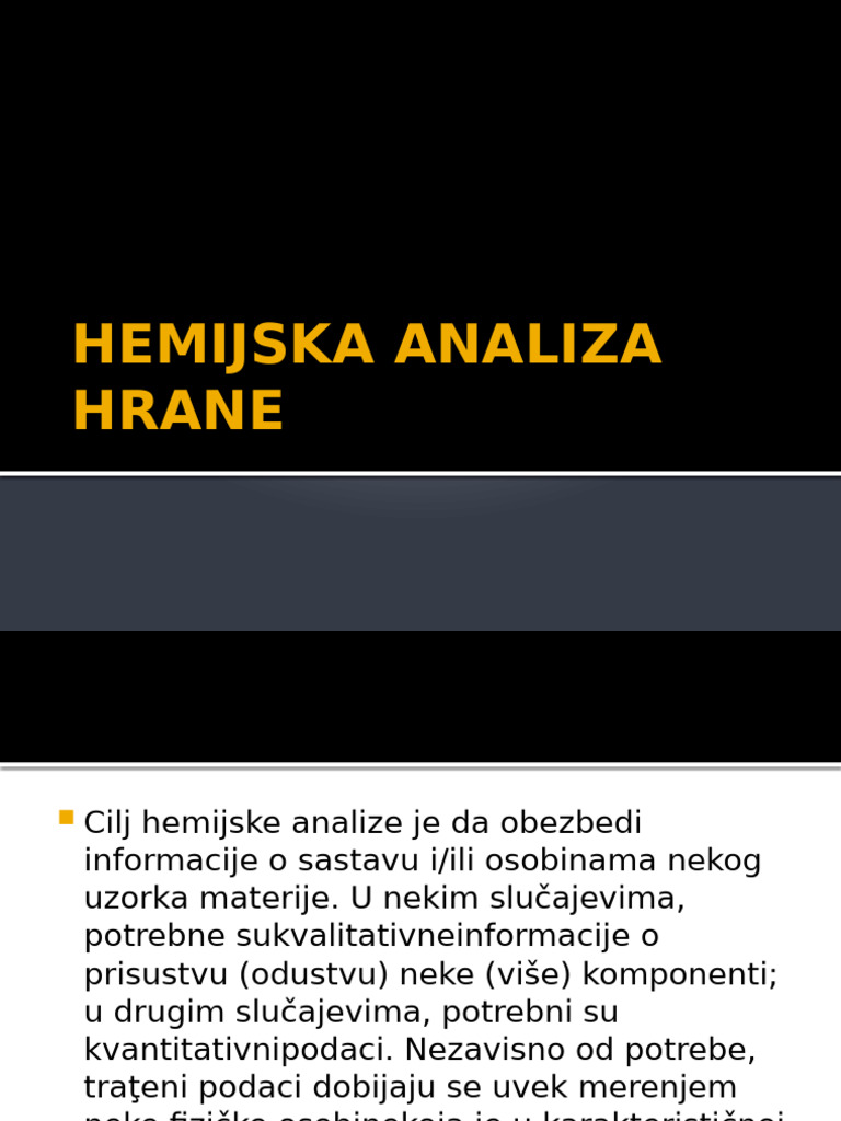 Hemijska Analiza Hrane | PDF