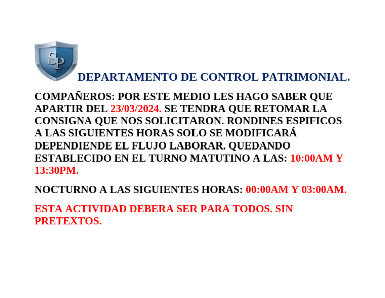 Departamento de Control Patrimonial | PDF