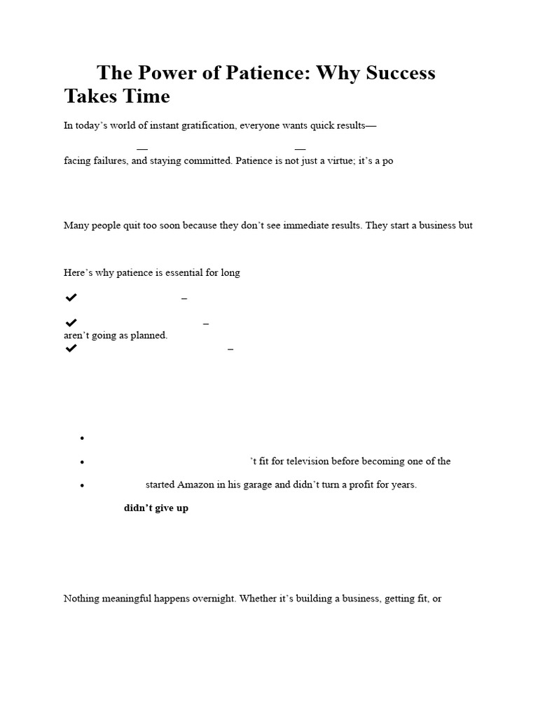The Power of Patience | PDF | Patience | Psychology