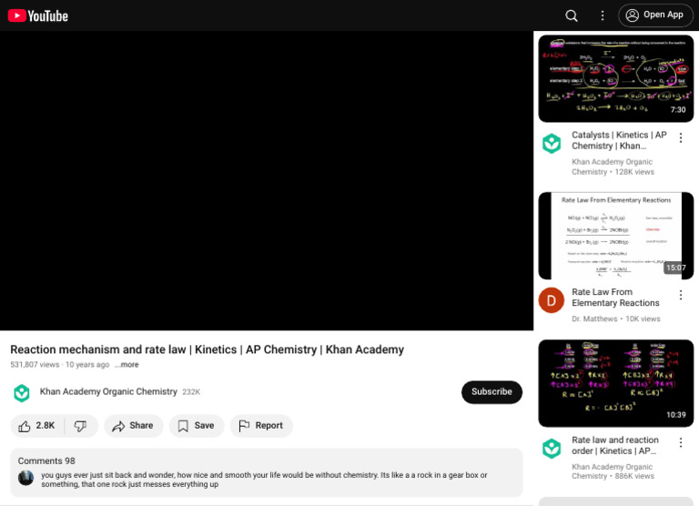 Reaction Mechanism and Rate Law Kinetics AP Chemistry Khan Academy ...